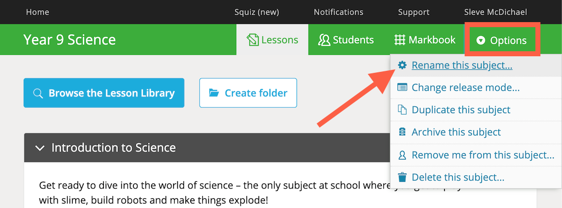 Rename a Subject – Stile Help Centre