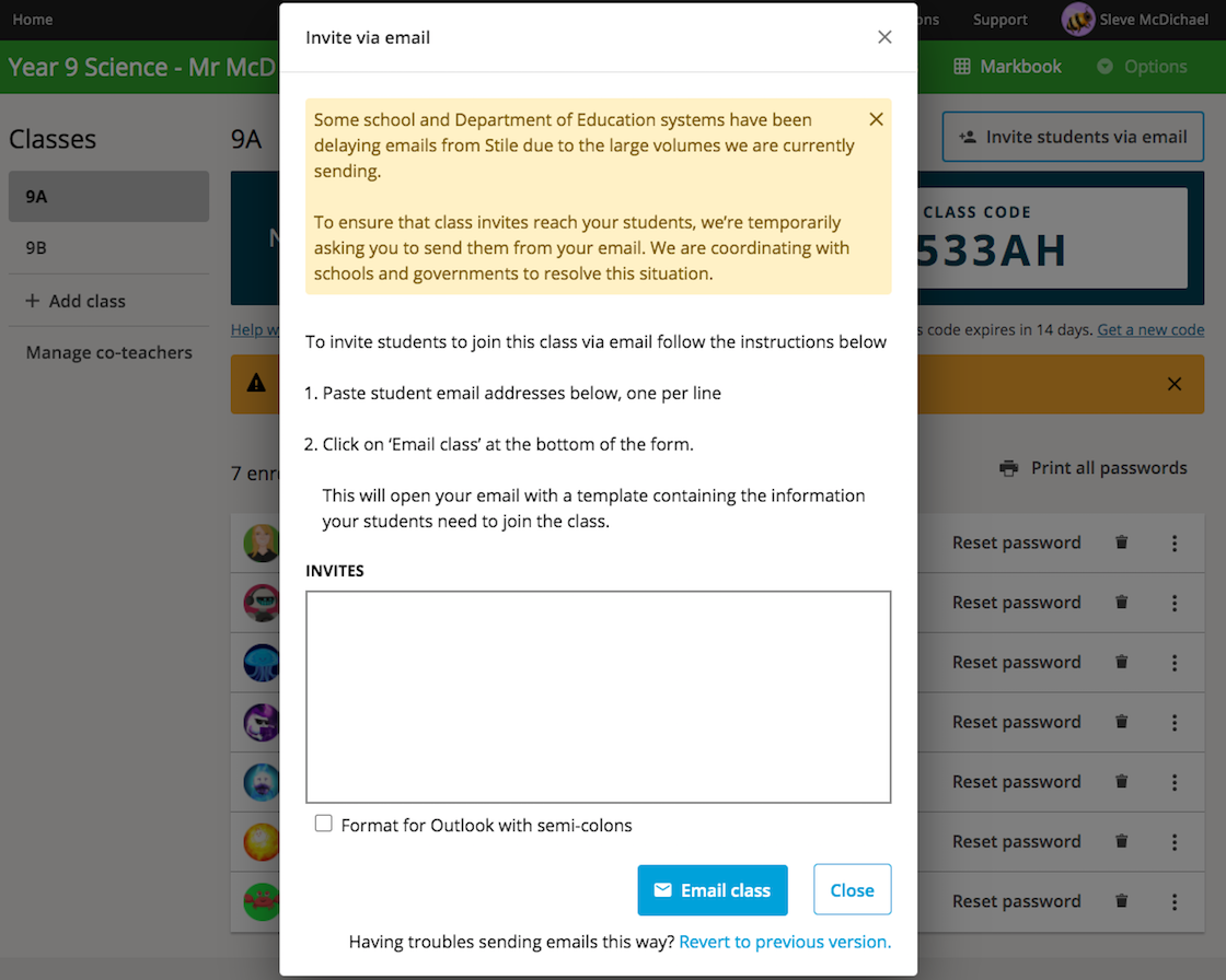 Add students – Stile Help Centre