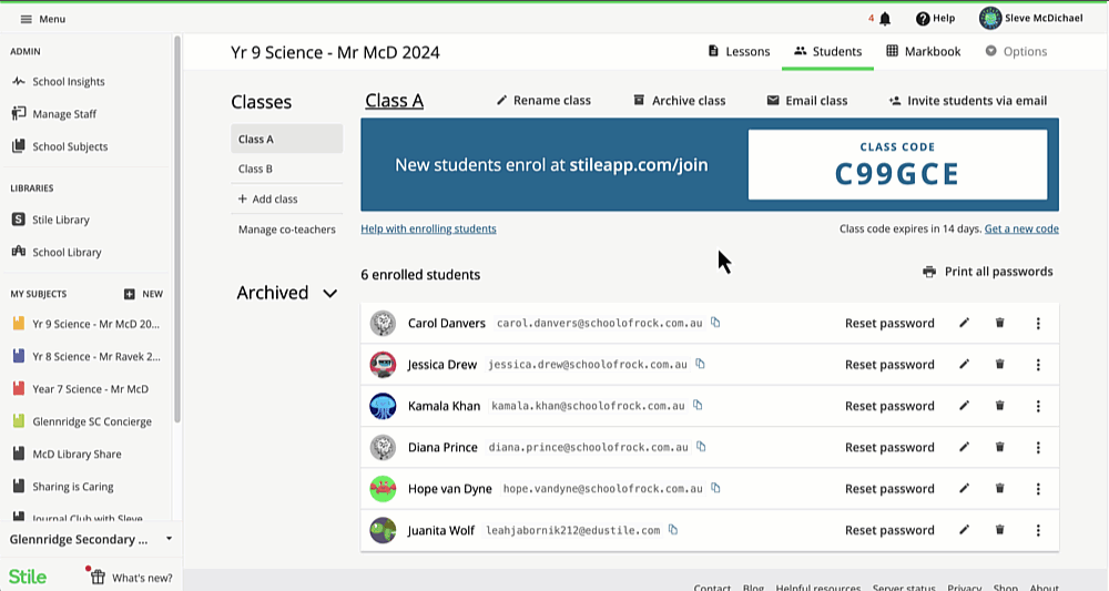 Reset a student password – Help Centre